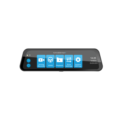 9.66" Touch Screen Rear DVR Mirror Monitor with Voice Control, ADAS, a ...